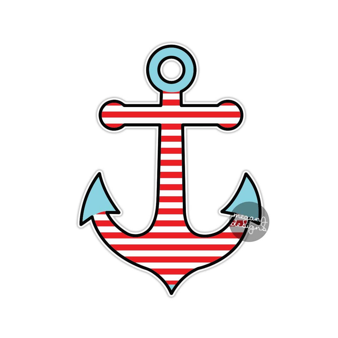 Anchor Car Decal Sticker: Beach Laptop Decal Stripes Pattern Cute ...