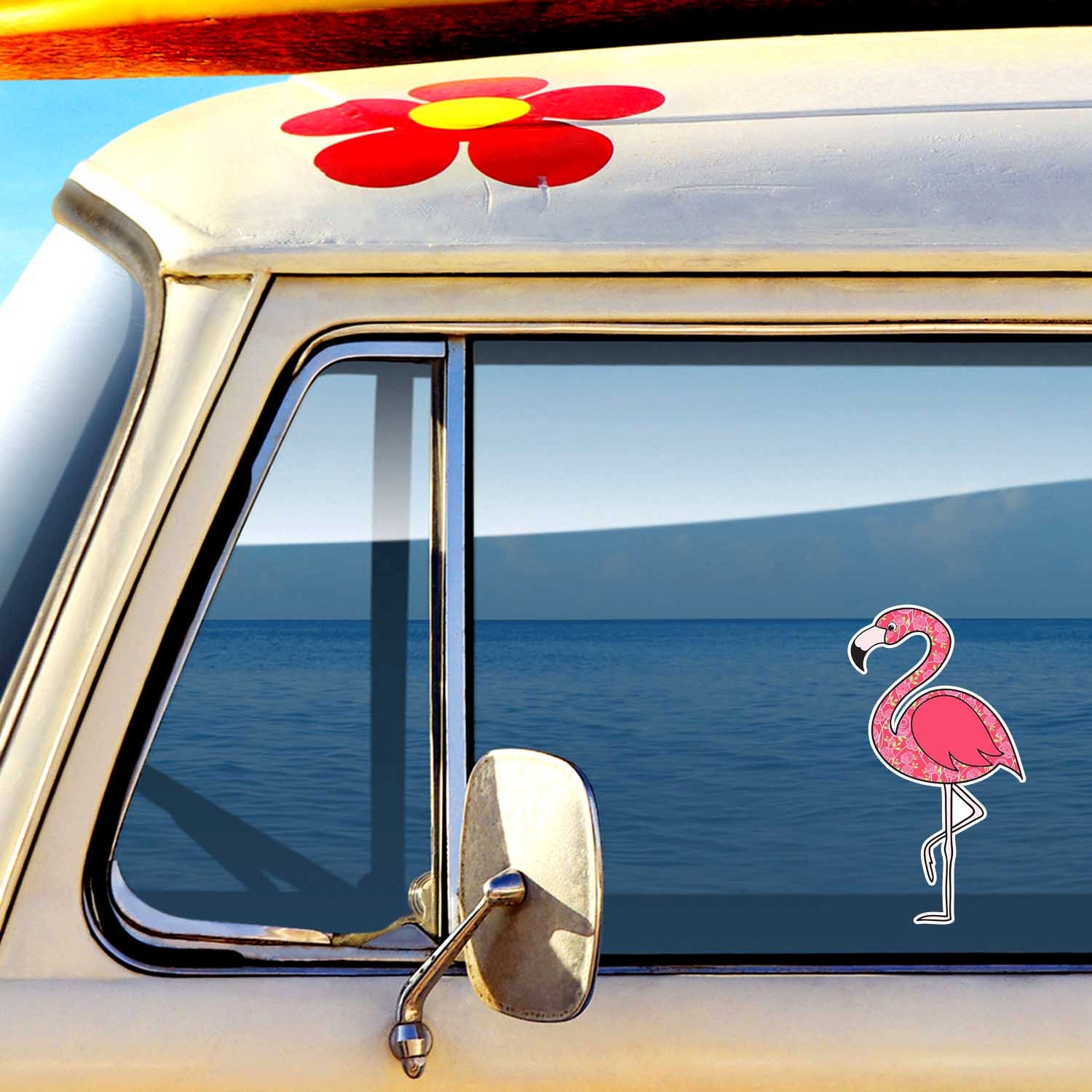 Pink Flamingo Car Decal Sticker Cute Floral Pink Bumper - Etsy UK