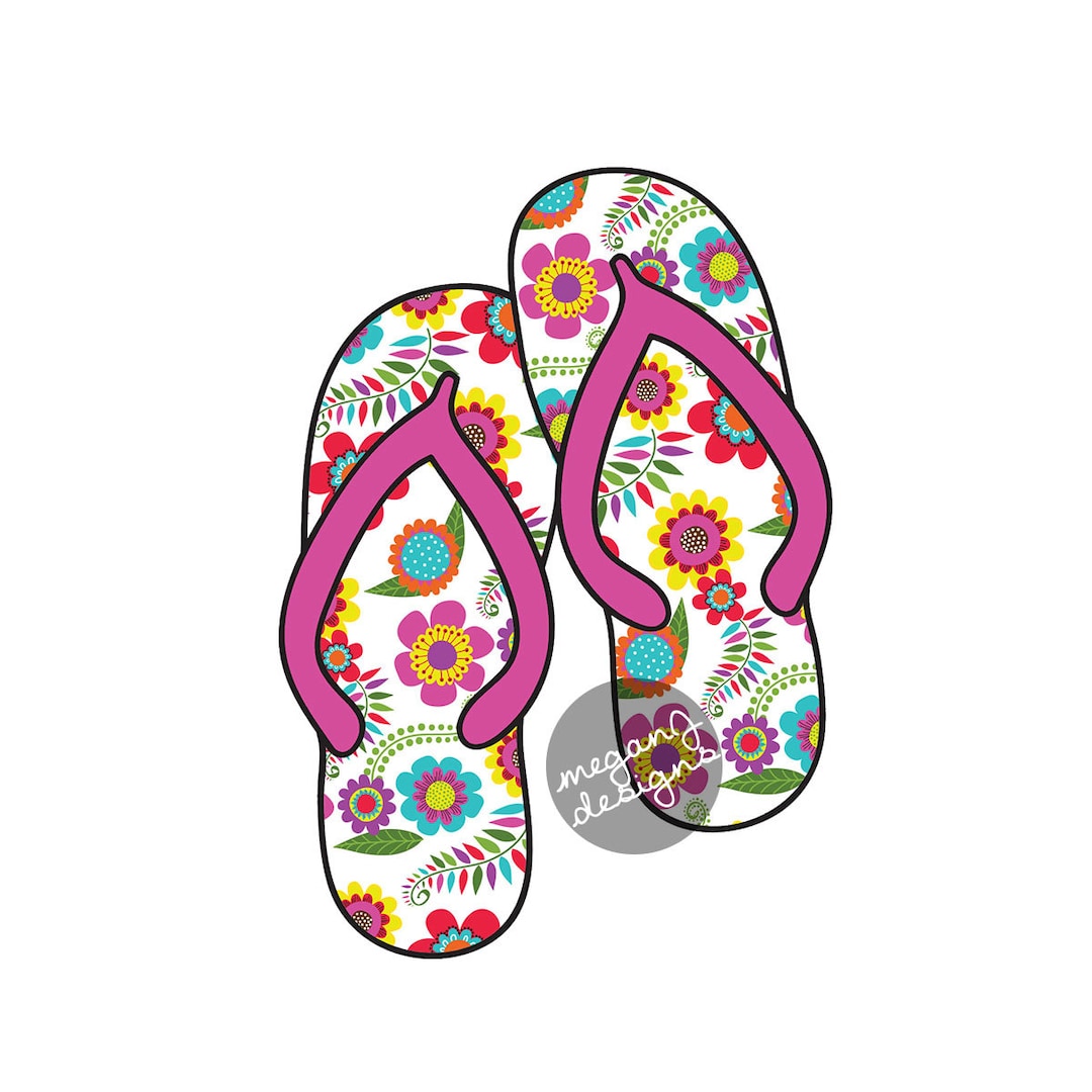 Pink Floral Flip Flops Car Decal - Colorful Flowers Flipflop Sandal ...