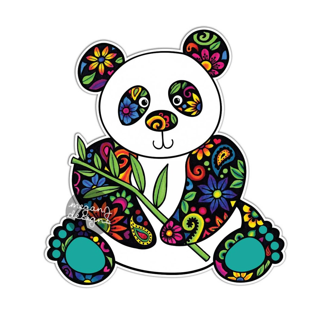 Panda Car Decal Colorful Flowers Design Bumper Sticker - Etsy