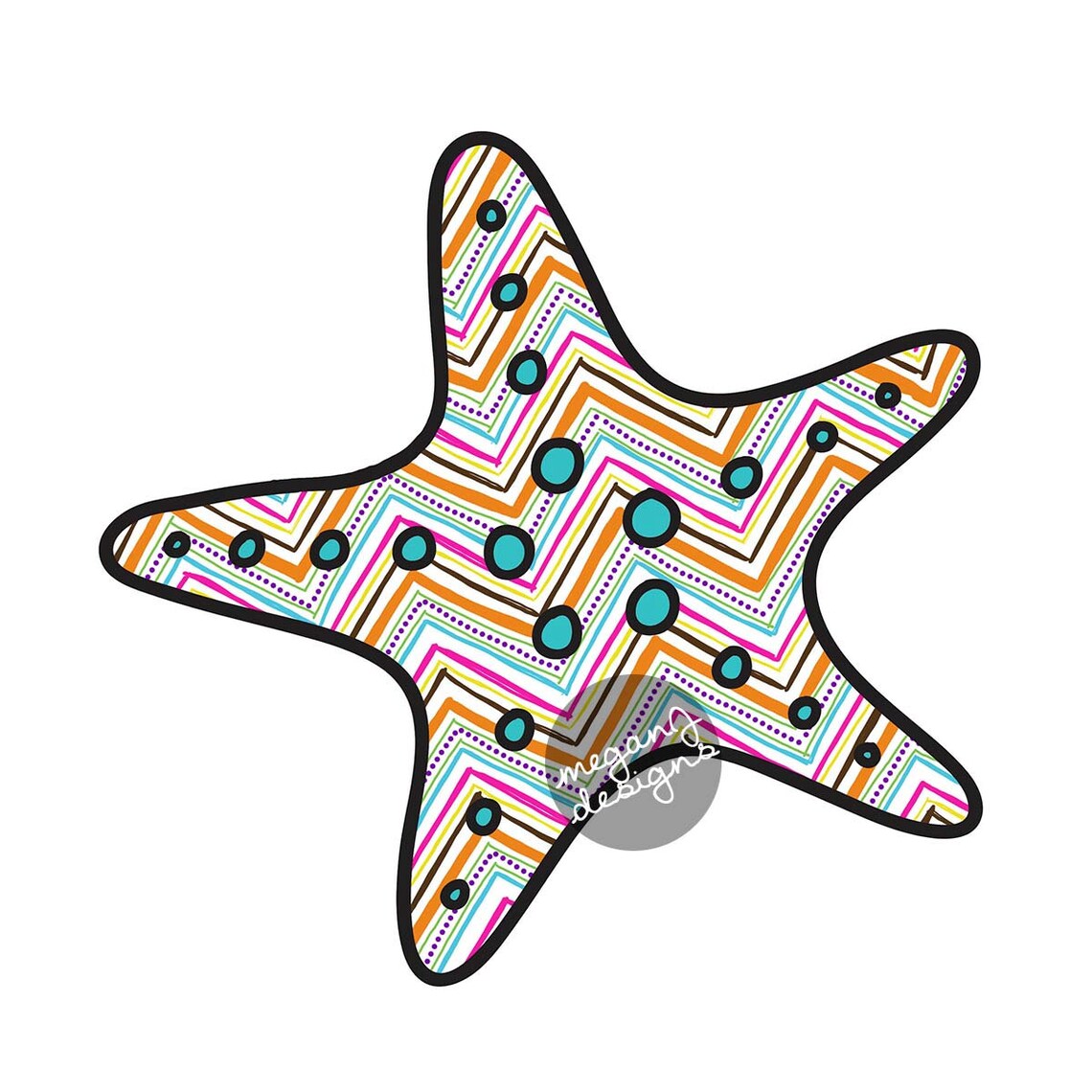 Chevron Starfish Car Decal Colorful Beach Bumper Sticker - Etsy