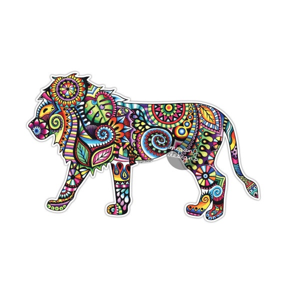 Lion Sticker Colorful Design Bumper Sticker Laptop Decal Car | Etsy