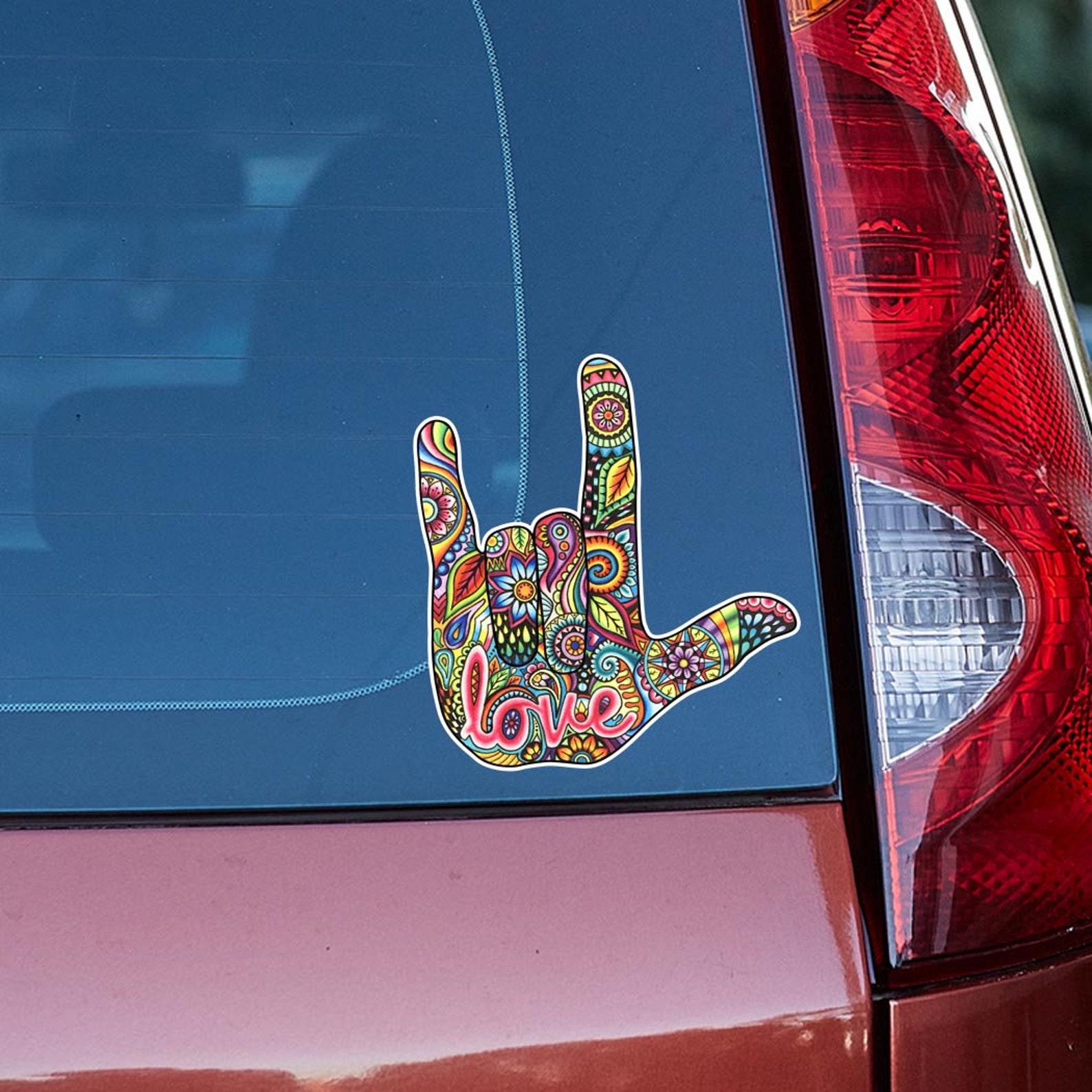 I Love You Sign Language Hand Sticker Decal Multicolor Car Decal Laptop ...