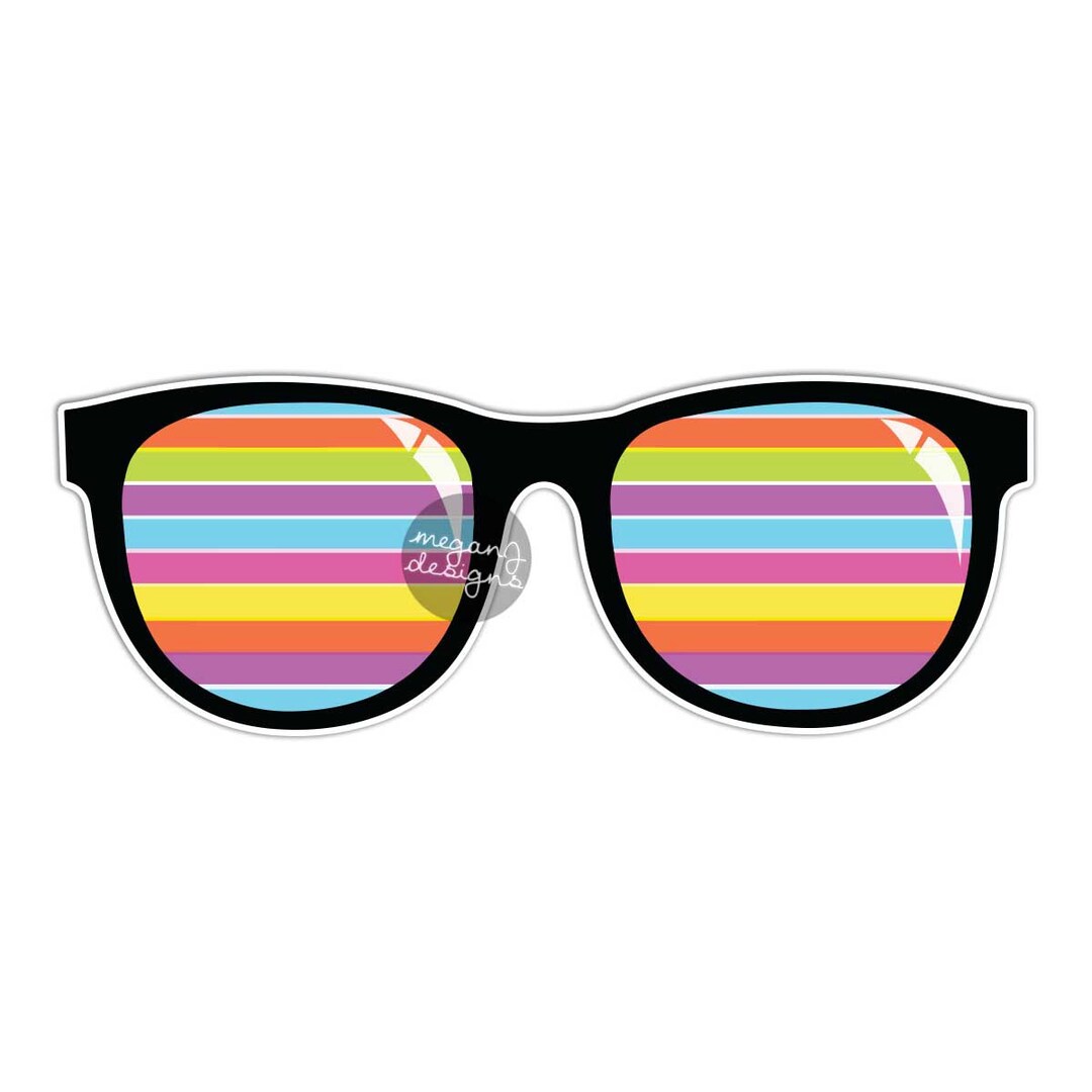 Stripe Sunglasses Sticker - Colorful Summer Car Decal Bumper Sticker ...