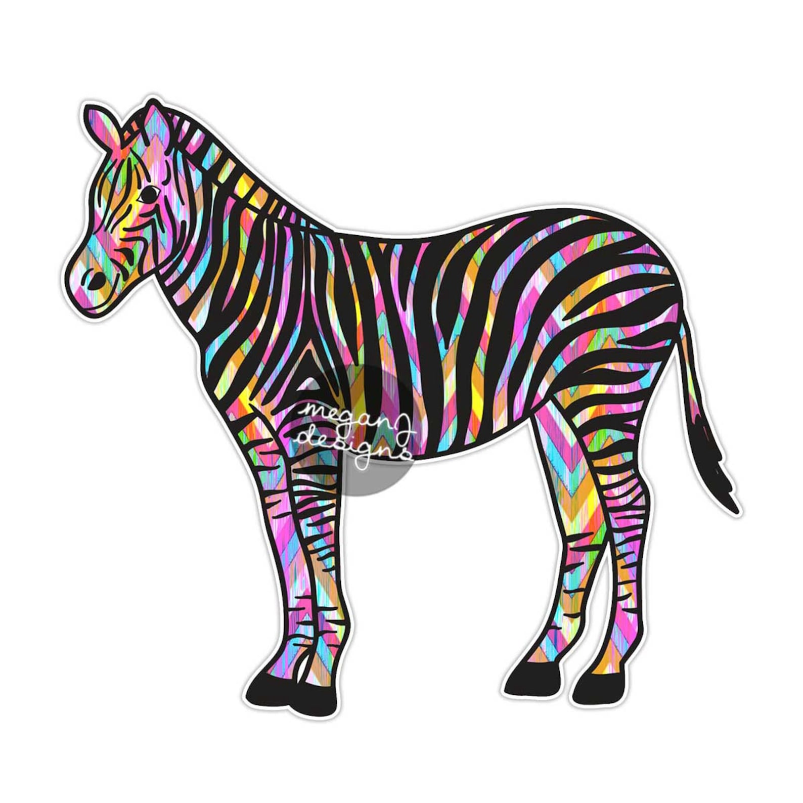 Zebra Car Sticker Colorful Cute Zebra Stripes Cute Car Decal | Etsy