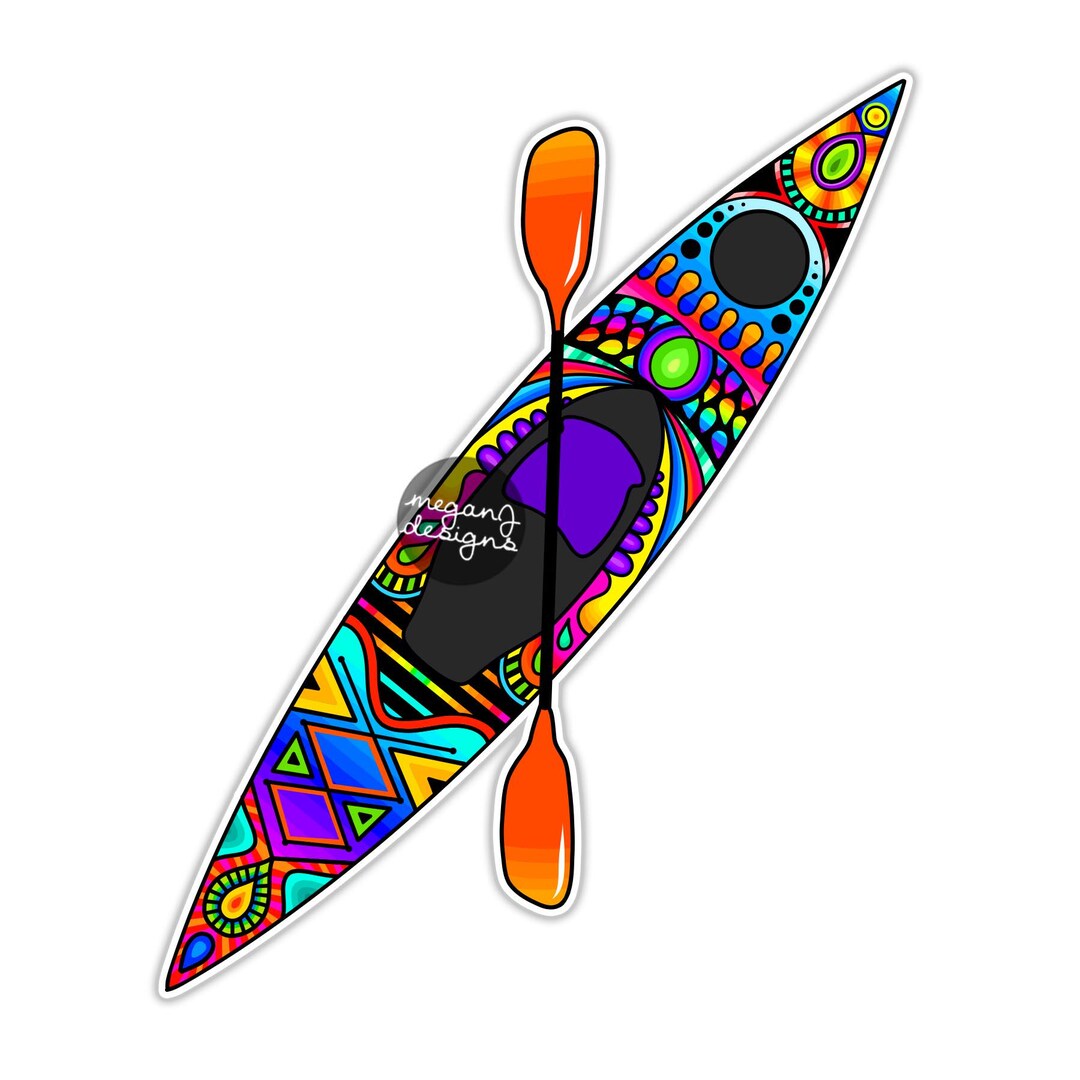 Kayak Sticker - Colorful Waterproof Vinyl Bumper Sticker Kayaking ...
