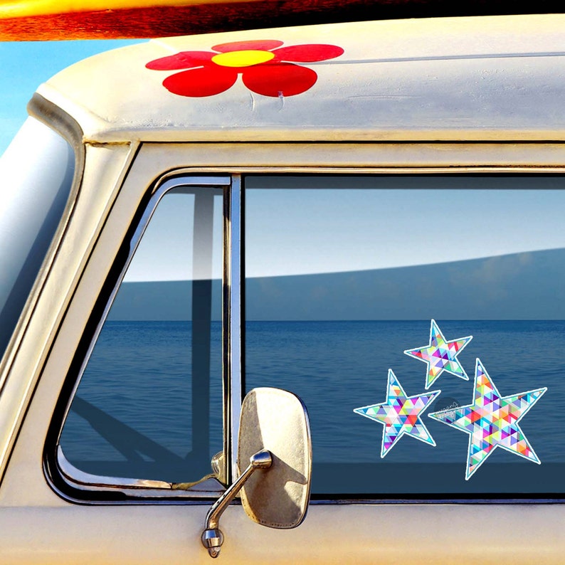 Set of 3 Star Car Decals - Colorful Vinyl Bumper Sticker Hippie Boho ...