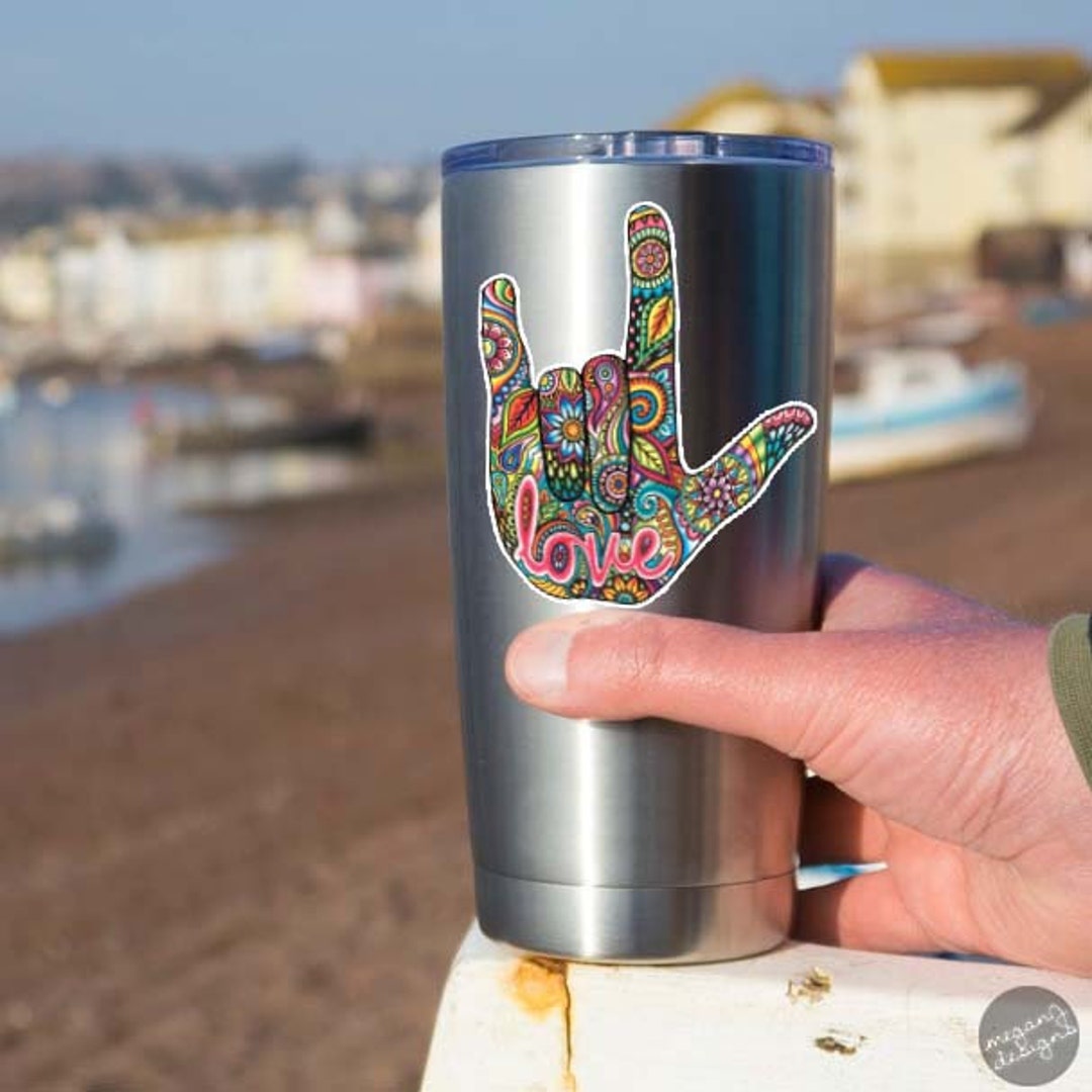 Small I Love You Sign Language Hand Sticker Multicolor Car Decal Laptop ...