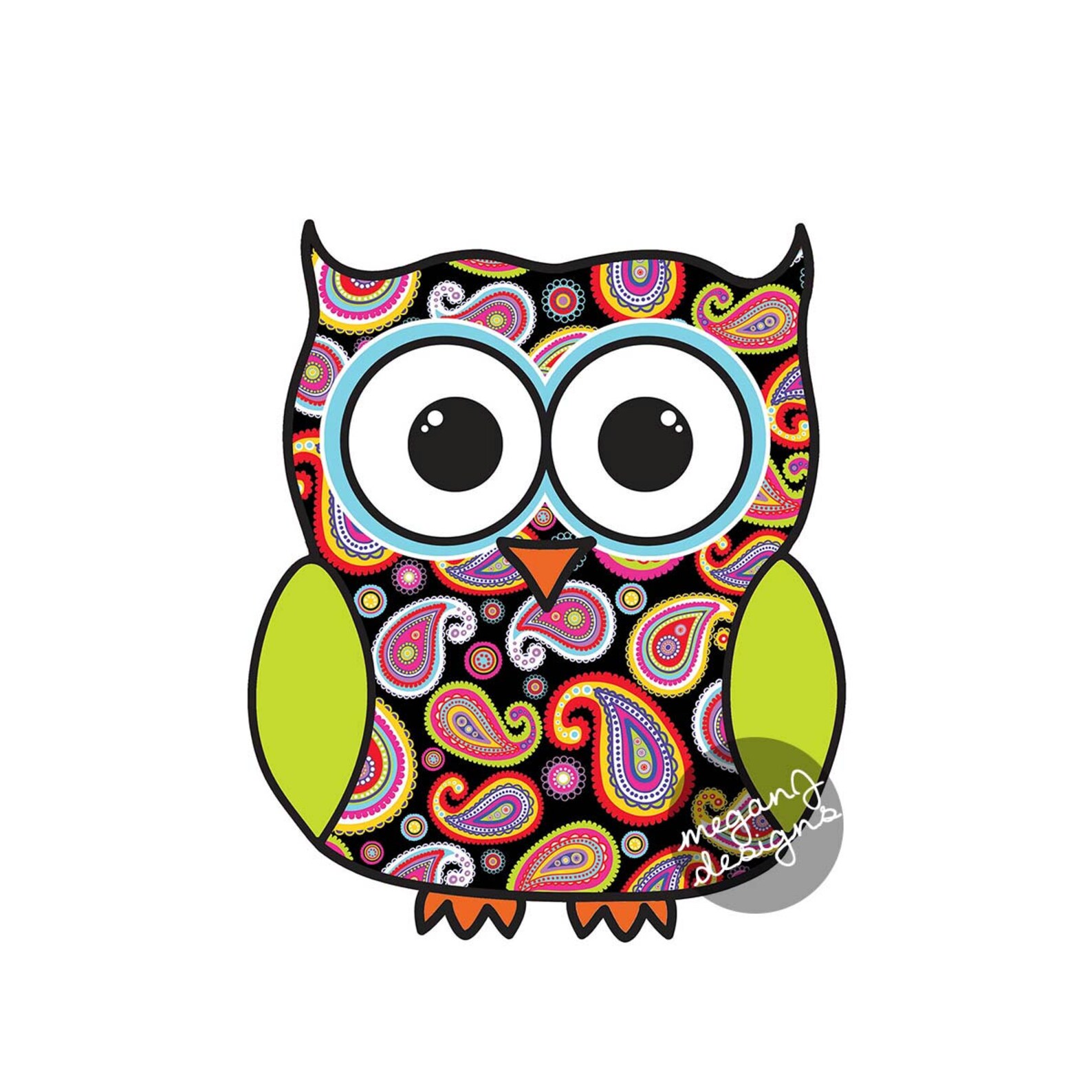 Black Paisley Owl Car Decal Colorful Cute Owl Bumper Sticker - Etsy