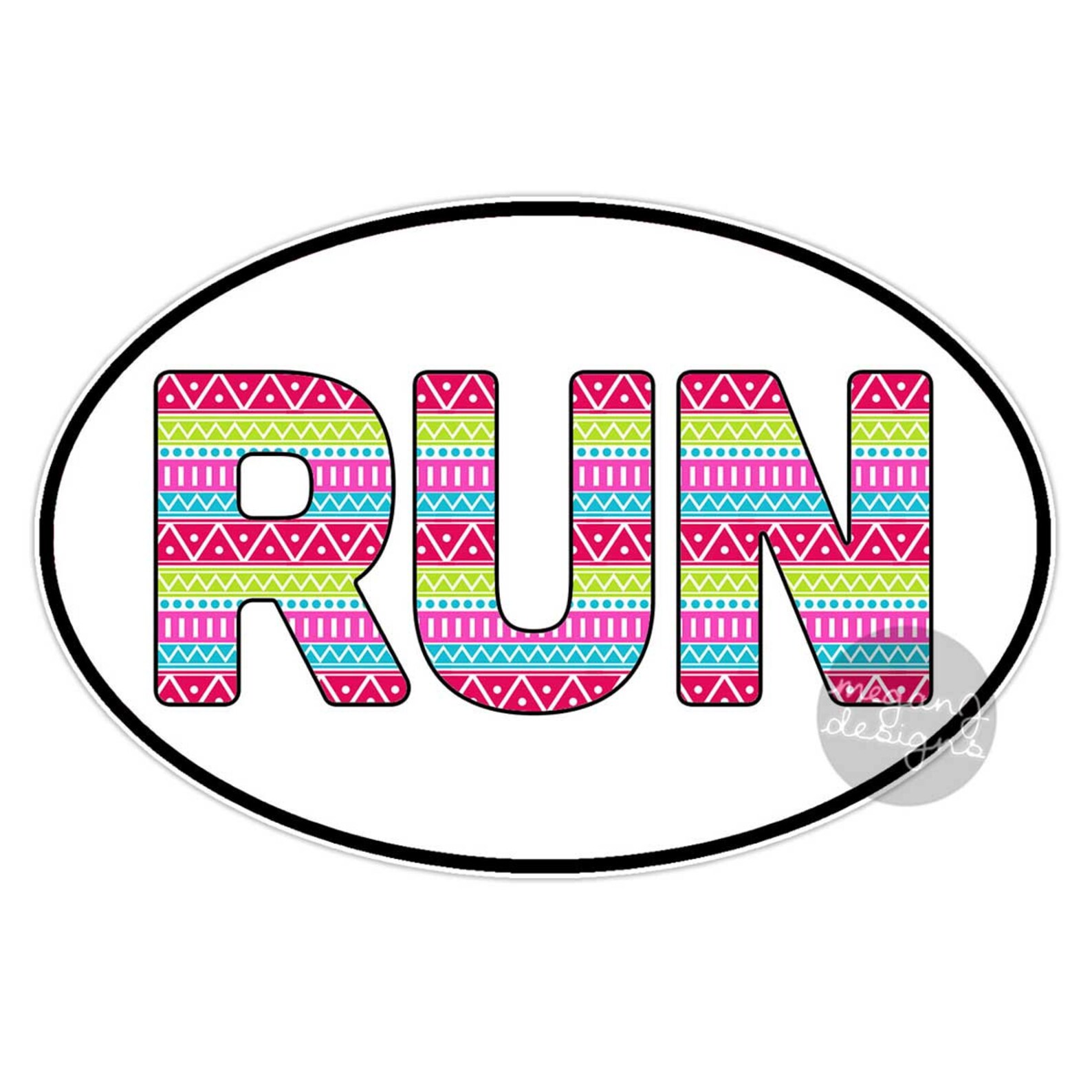 Girly Run Car Sticker - Runner Marathon Car Decal Oval Vinyl Window ...