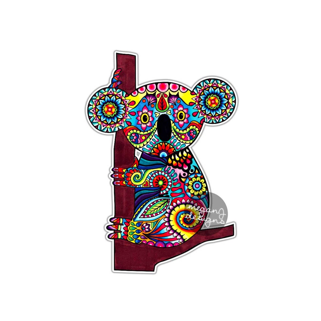 Koala Sticker - Colorful Design Car Decal Bumper Sticker Laptop Decal ...