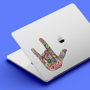 I Love You Sign Language Hand Sticker Decal Multicolor Car Decal Laptop ...