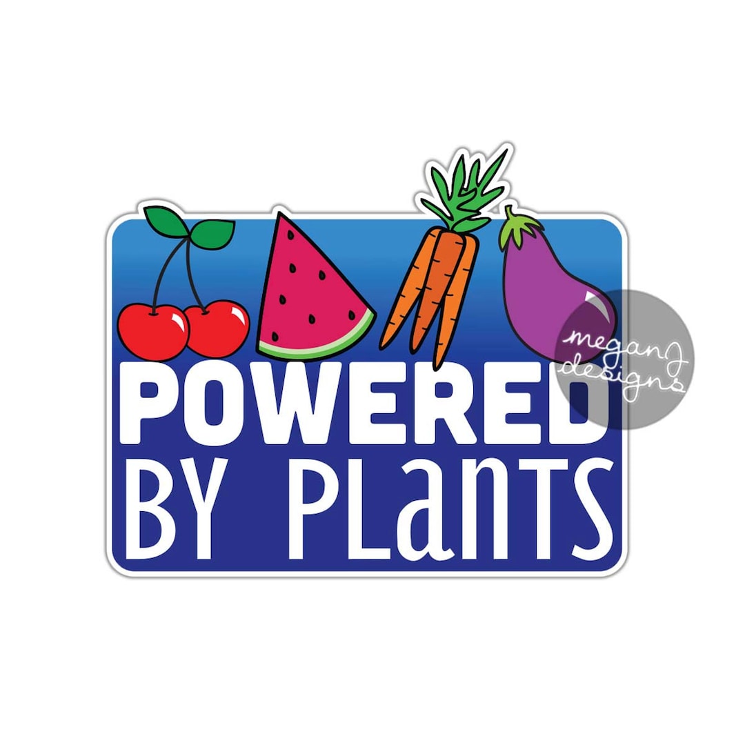 Powered by Plants Sticker Vegan Vegetarian Car Decal Laptop Decal ...
