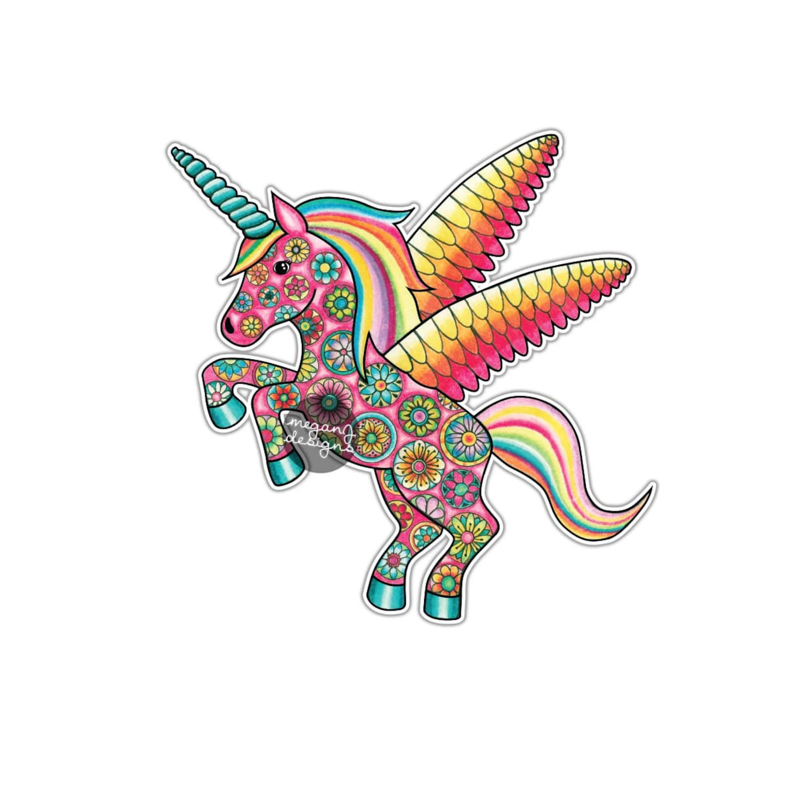 Einhorn-Sticker-bunte mehrfarbige niedlichen Auto Aufkleber Laptop ...