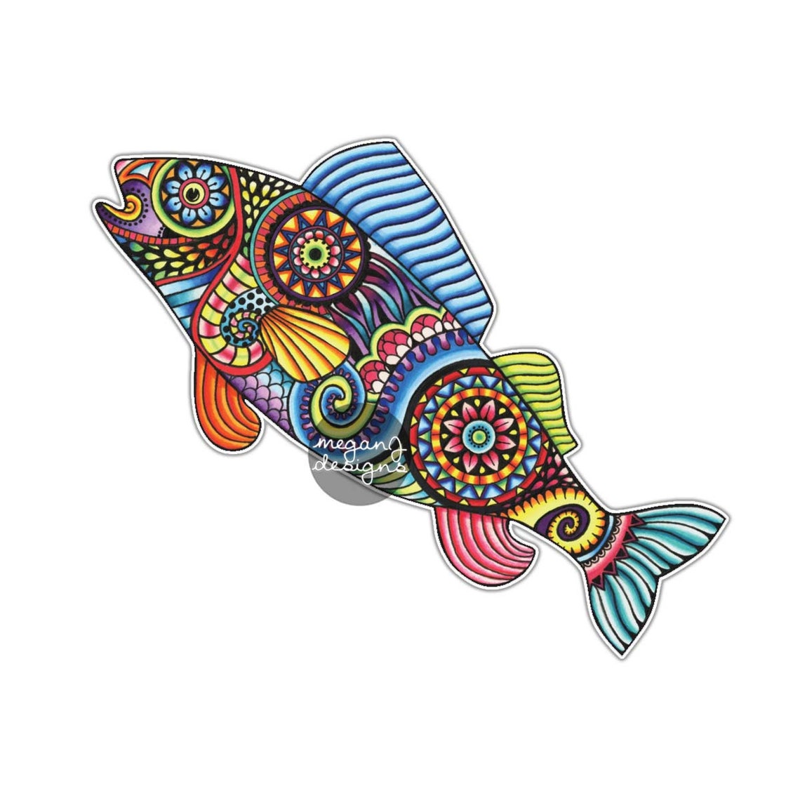 Fish Sticker Colorful Design Bumper Sticker Laptop Decal Car - Etsy