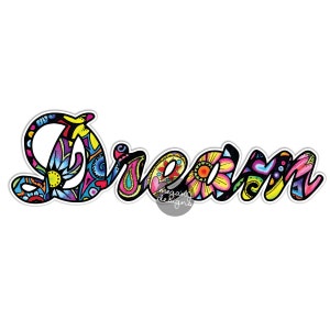 Dream Sticker - Colorful Flower Design Car Decal Laptop Decal Bumper ...
