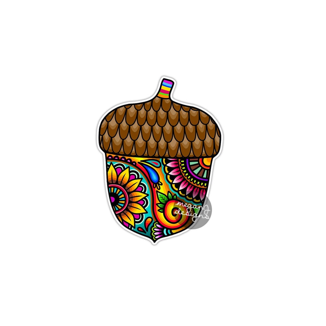 Acorn Sticker - Colorful Car Decal Nature Fall Autumn Trees Camping ...