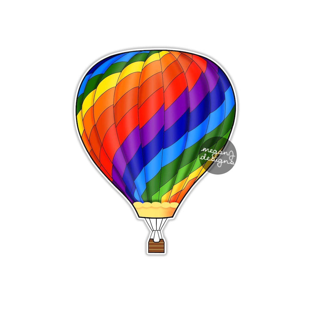 Hot Air Balloon Sticker - Colorful Rainbow Balloon Laptop Decal Bumper ...