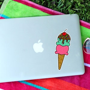 Ice Cream Cone Car Window Decal Bumper Sticker Ice Cream Scoop Cherry ...