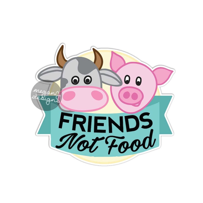Friends Not Food Sticker Vegan Vegetarian Car Decal Laptop Decal ...