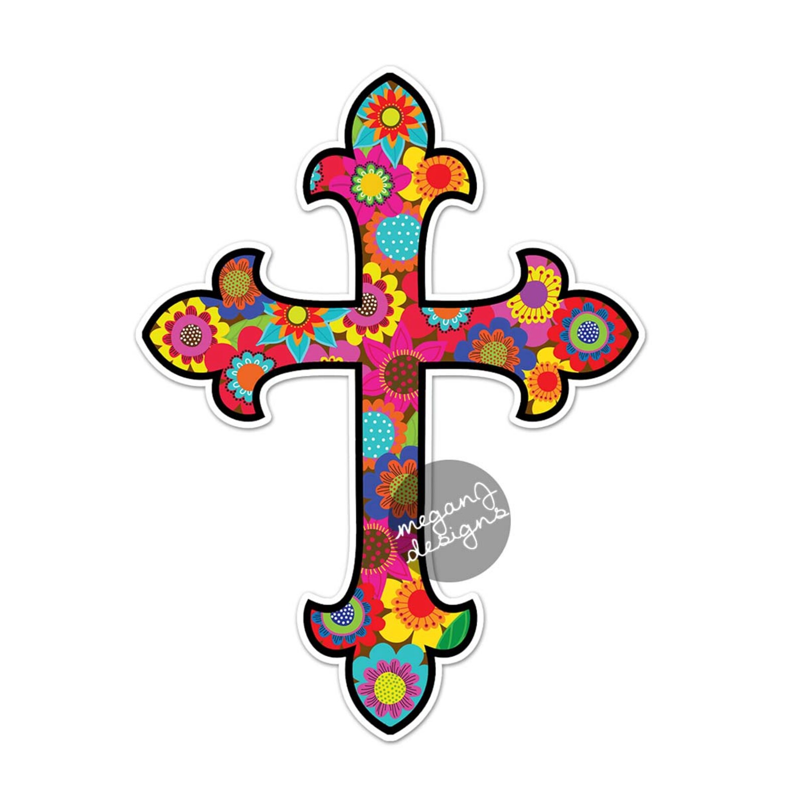 Cross Car Decal Floral Colorful Bumper Sticker Christian - Etsy