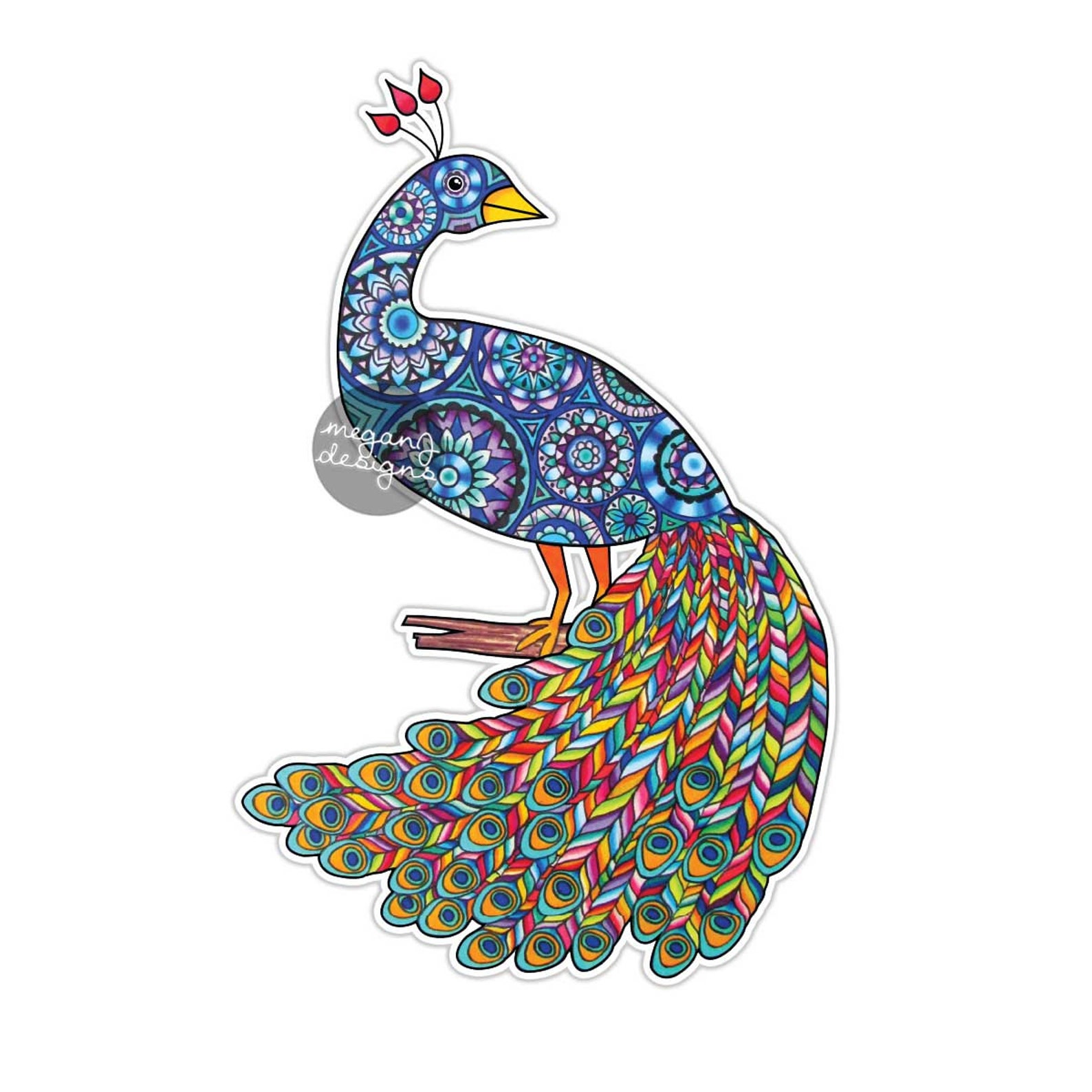 Peacock Sticker Colorful Bird Car Decal Multicolor Peacock - Etsy