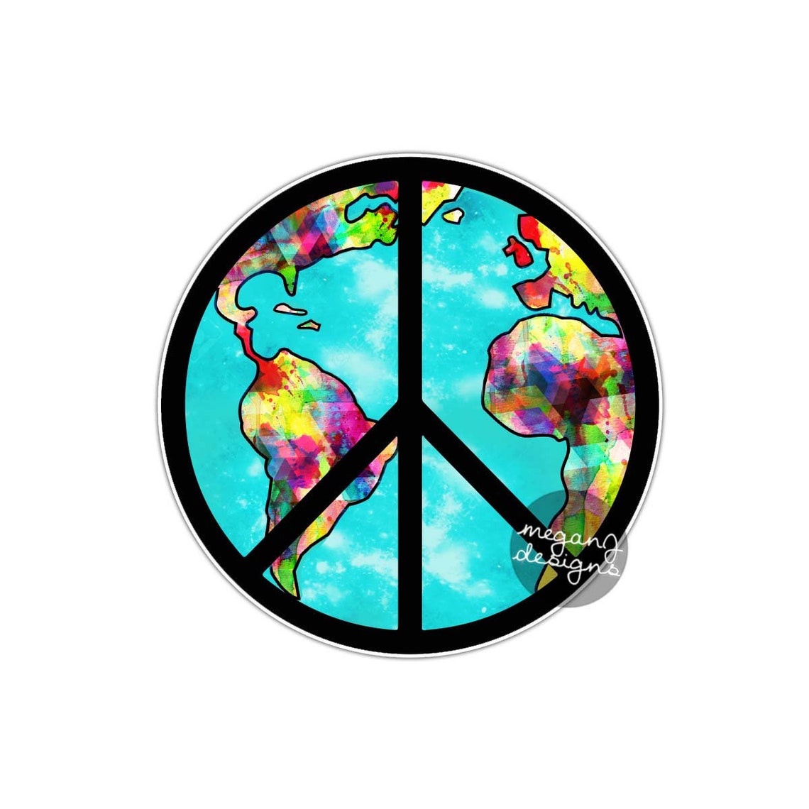 Peace Earth Sticker - Colorful Planet Earth Bumper Sticker Laptop Decal ...