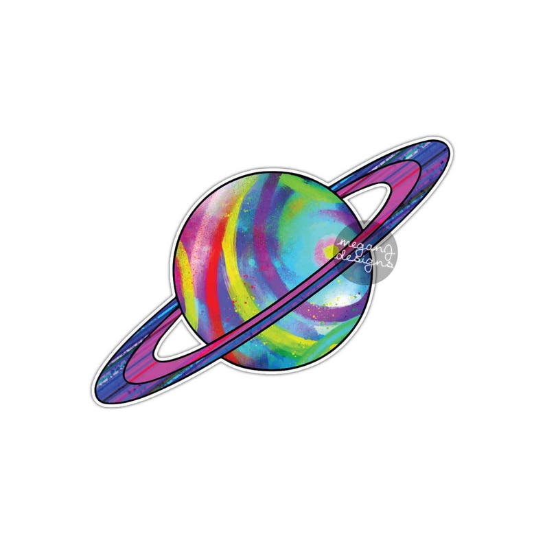 Saturn Sticker Colorful Planet Bumper Sticker Laptop Decal | Etsy
