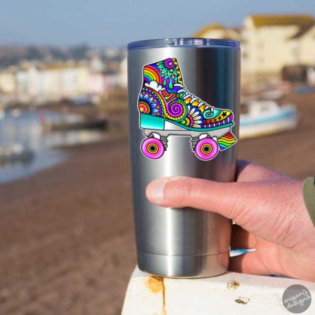 Roller Skate Laptop Sticker - Colorful Quad Skates Car Decal Tumbler ...