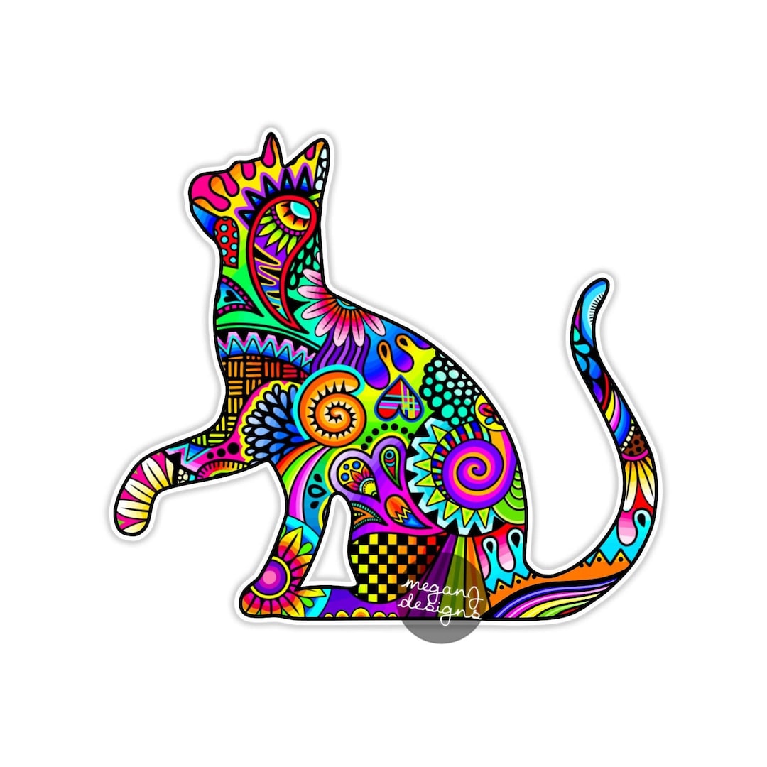 Cat Sticker Car Decal Laptop Decal Bumper Sticker Colorful Waterproof ...
