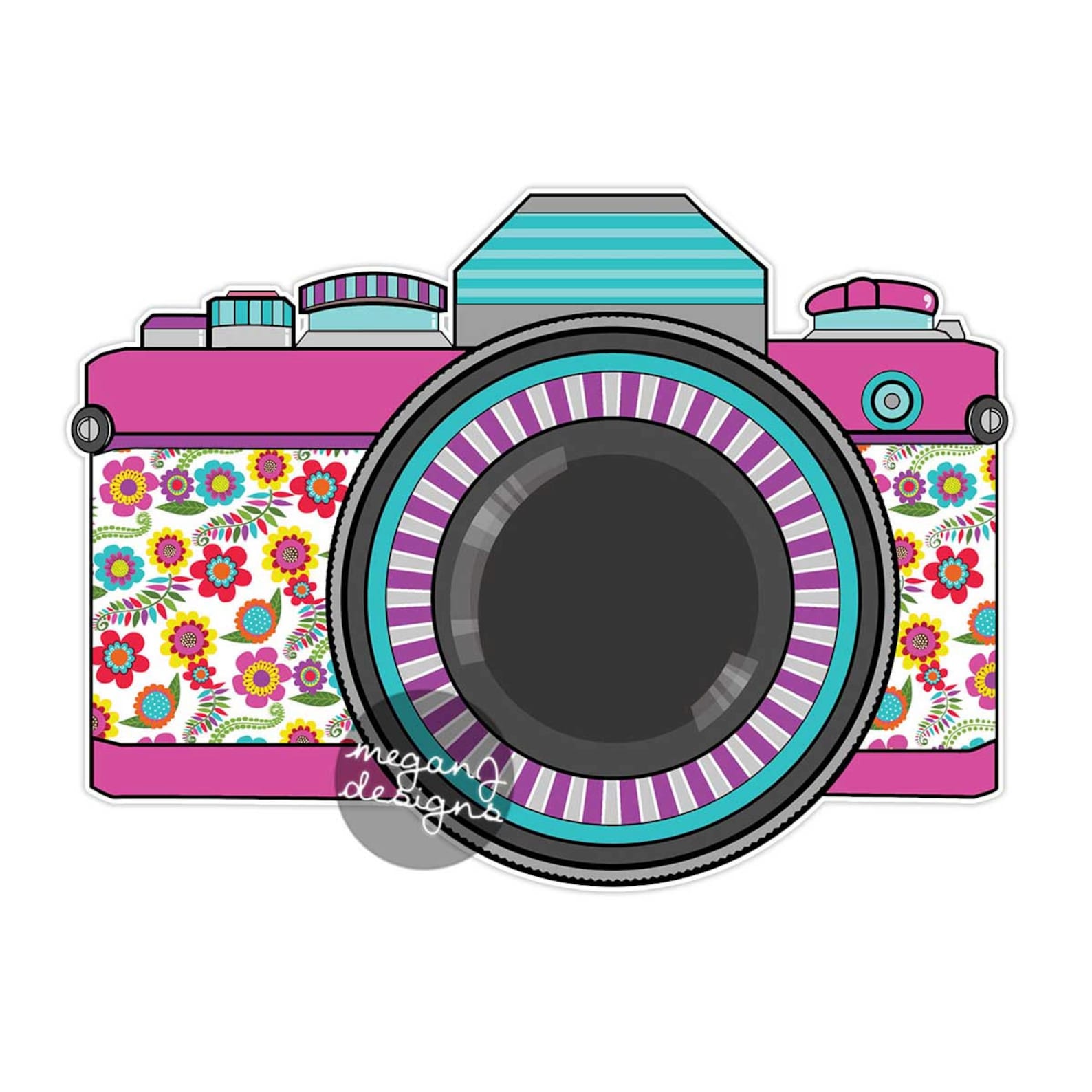 Pink Retro Camera Decal Colorful Vintage Retro Camera Bumper - Etsy