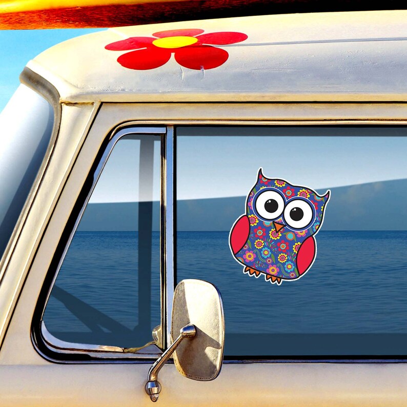 Blue Floral Owl Car Decal Sticker: Cute Colorful Owl Bumper - Etsy