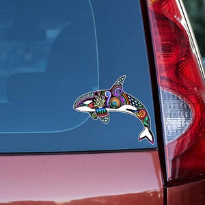 Orca Sticker - Killer Whale Colorful Beach Bumper Sticker Laptop Decal ...