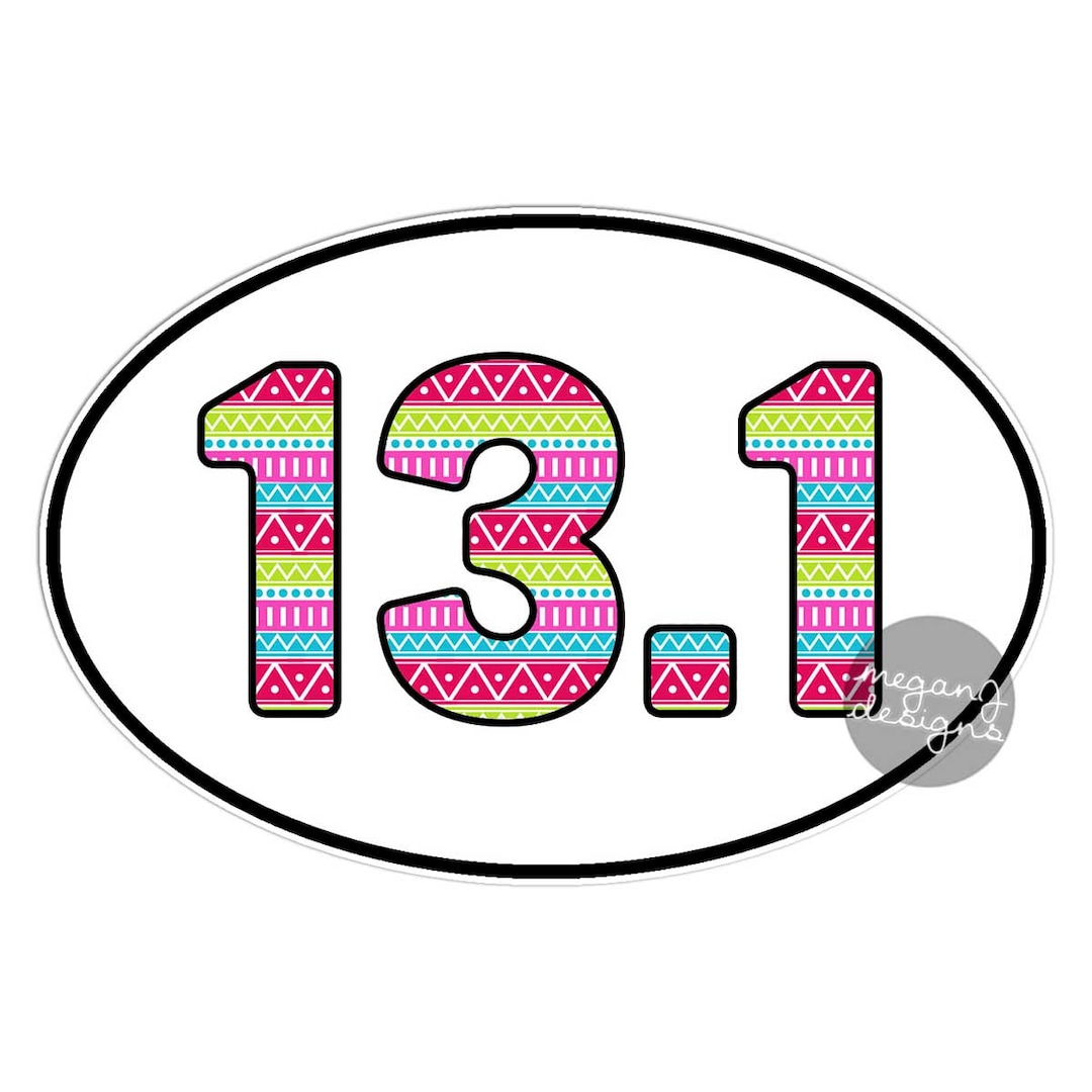 13.1 Half Marathon Sticker Runner Marathon Car Decal Oval Vinyl Window ...