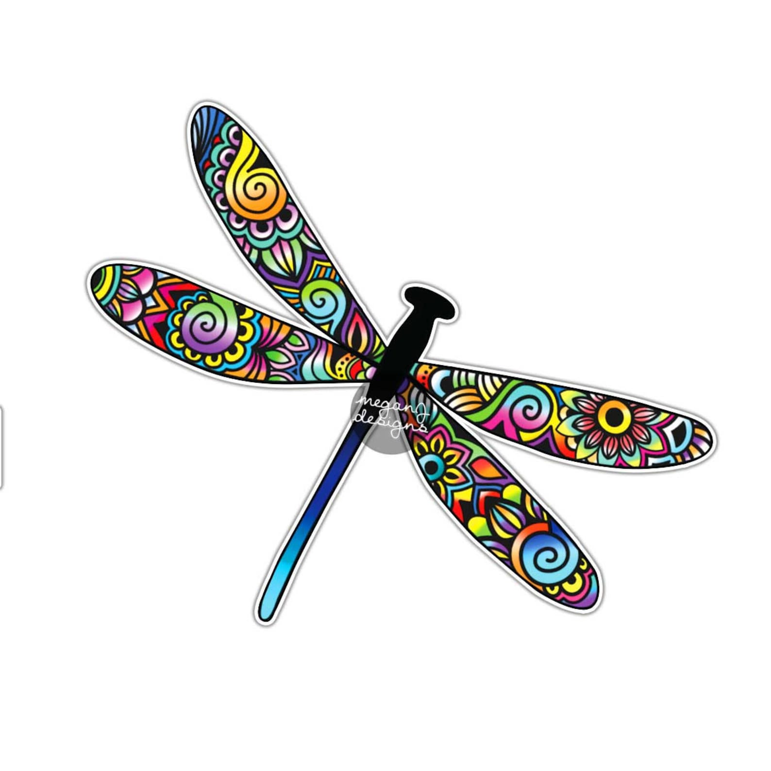 Dragonfly Sticker Colorful Car Decal Laptop Decal Wall Art - Etsy