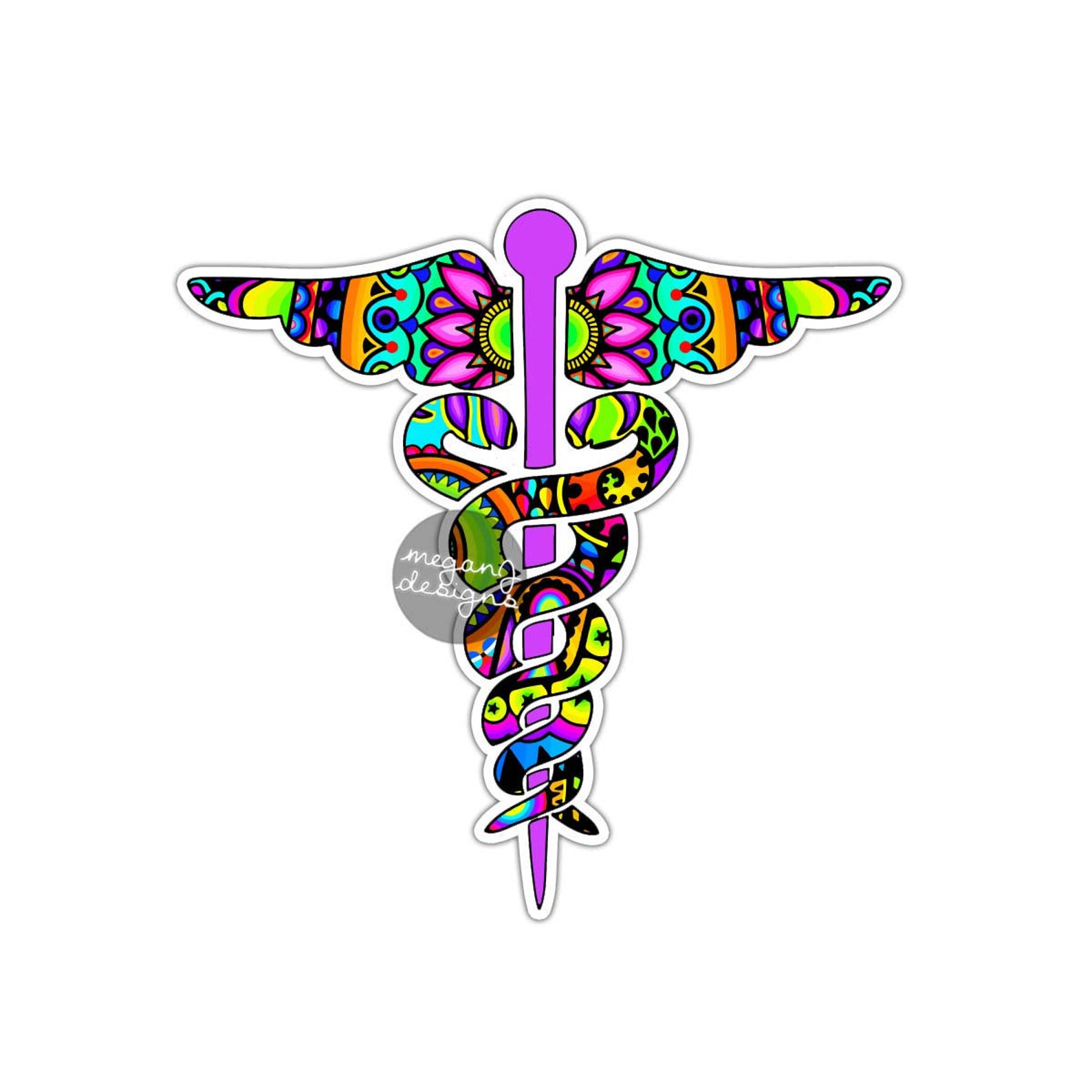 Purple Caduceus Sticker Colorful Nurse Sticker Medical - Etsy