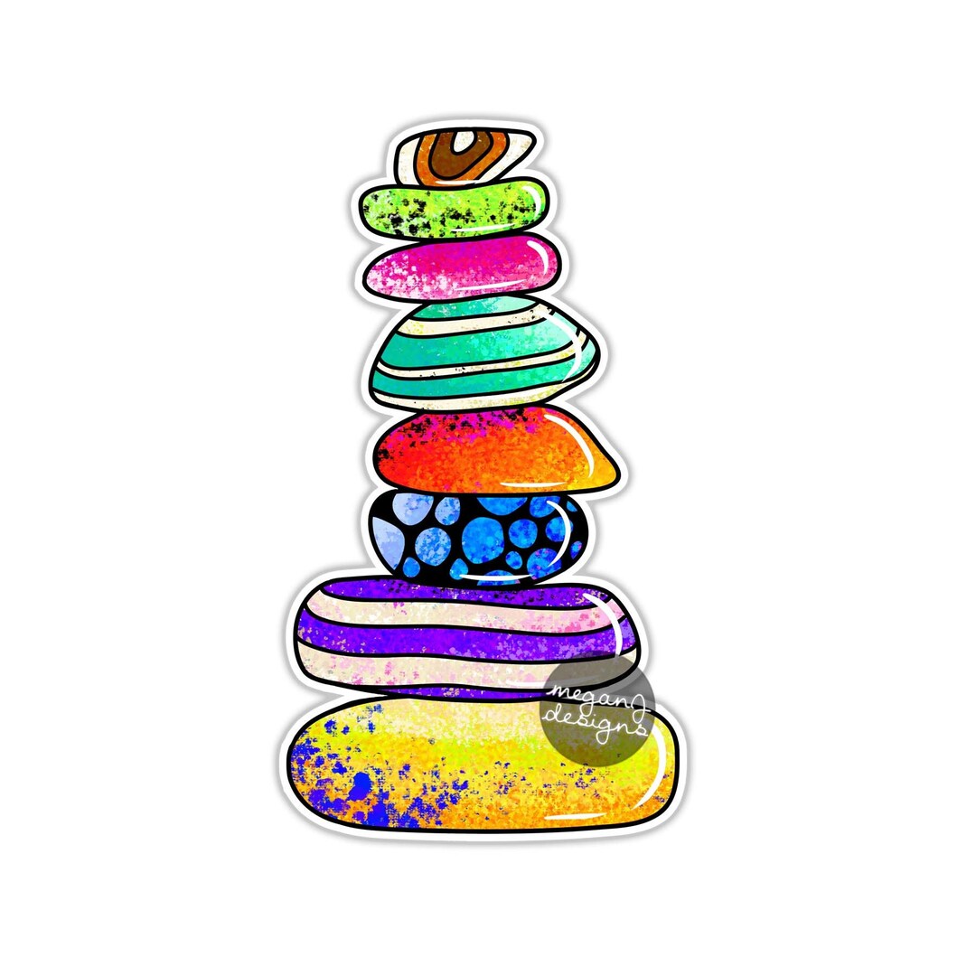 Rock Cairn Sticker - Balancing Rocks Stone Colorful Waterproof Decal ...