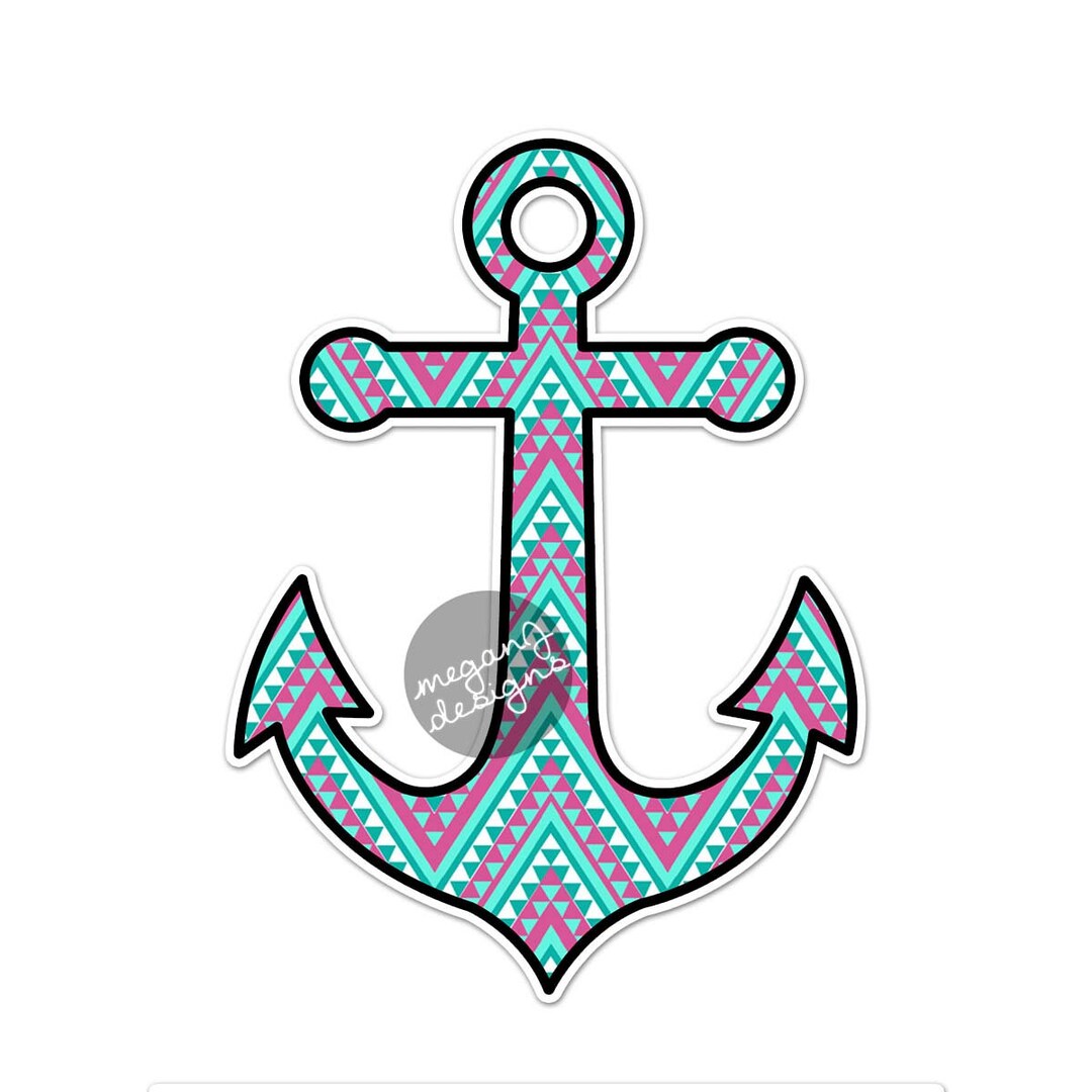 Anchor Car Decal Sticker: Colorful Tribal Pattern Cute Nautical Beach ...