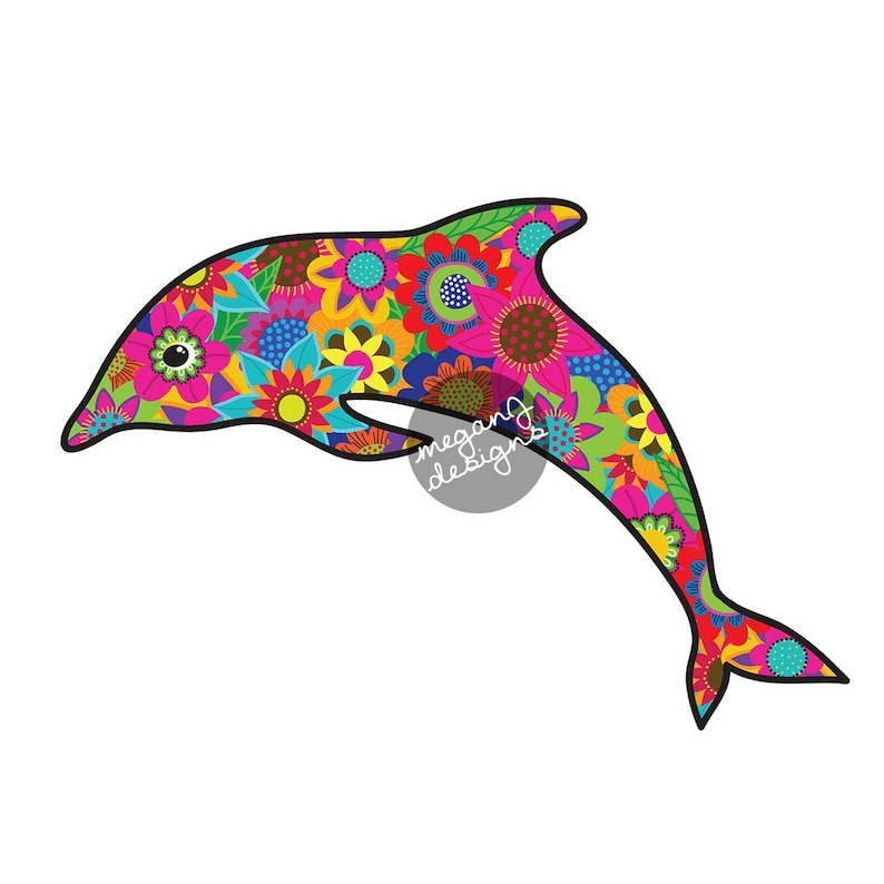 Dolphin Sticker Car Window Decal Flower Colorful Beach Bumper Sticker ...