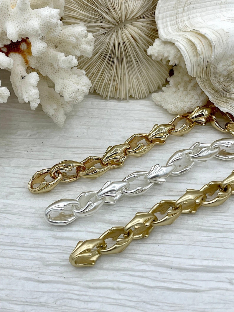 Chunky Ornate Statement Chain, Gold, Matte Gold, Silver, Sold by the ...