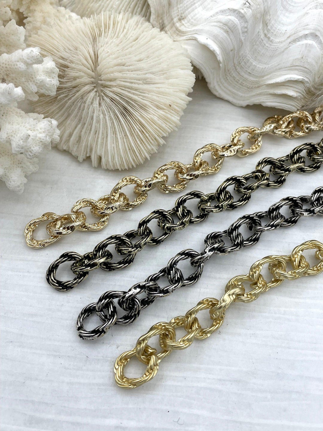 Chunky Cable Chain Textured Sold by the Foot. 16.5mm X 12.5mm X 3.5mm ...