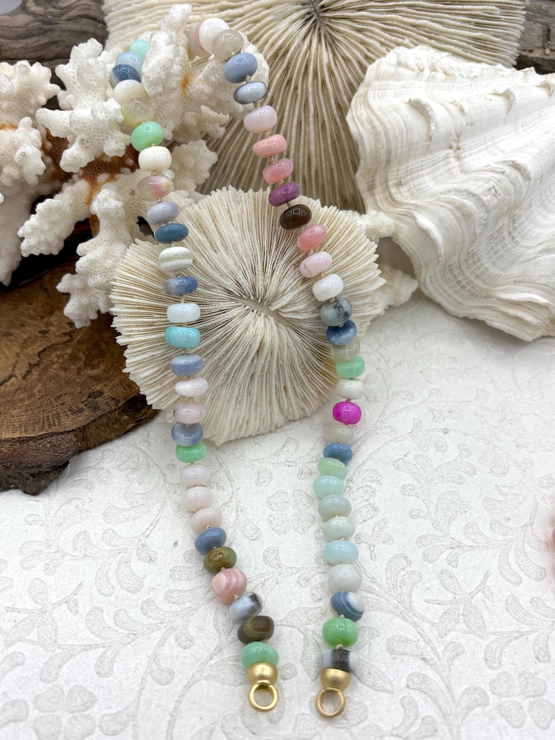 Hand Knotted Pastel Peruvian Opal Necklace, Gold Finished Ends - Etsy
