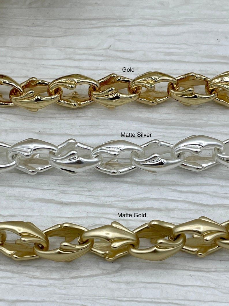 Chunky Ornate Statement Chain, Gold, Matte Gold, Silver, Sold by the ...