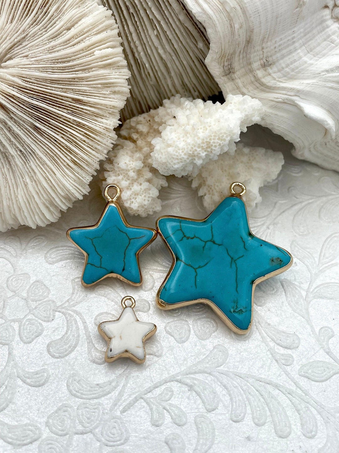 Gold Soldered Howlite Star Pendant, Jewelry Charm - Etsy