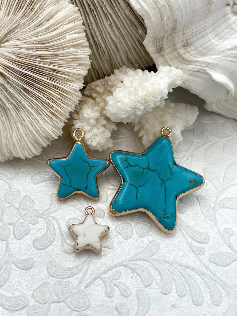 Gold Soldered Howlite Star Pendant, Jewelry Charm - Etsy