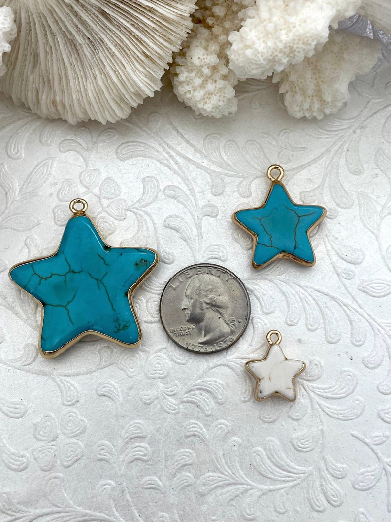 Gold Soldered Howlite Star Pendant, Jewelry Charm - Etsy