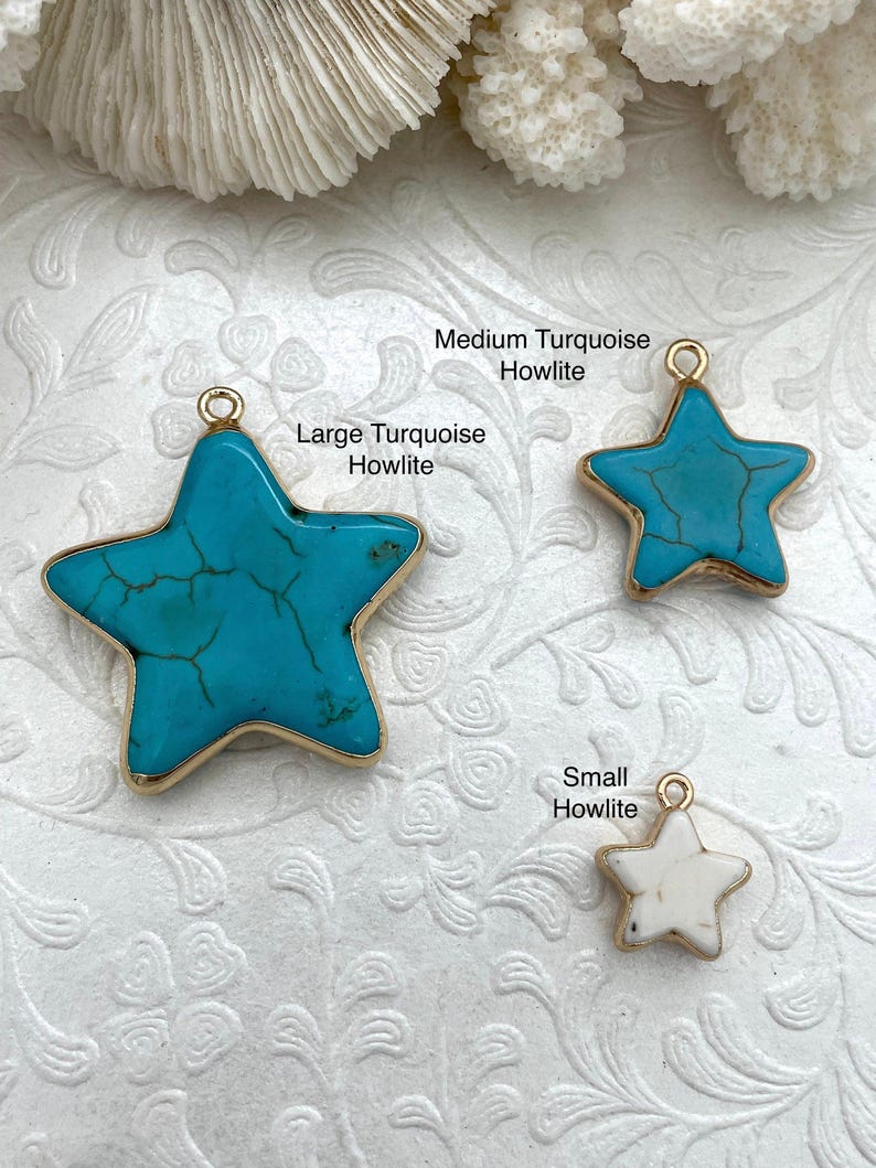 Gold Soldered Howlite Star Pendant, Jewelry Charm - Etsy