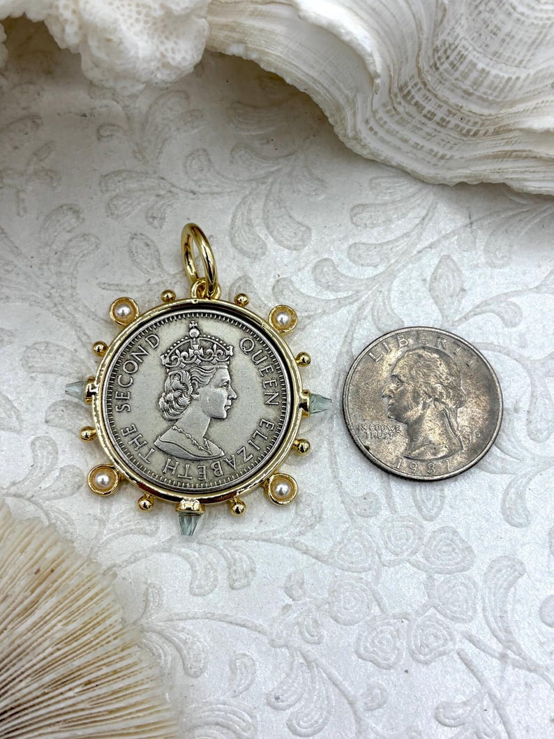 Queen Elizabeth II Coin Pendant, Queen Elizabeth II Coin With Bezel ...