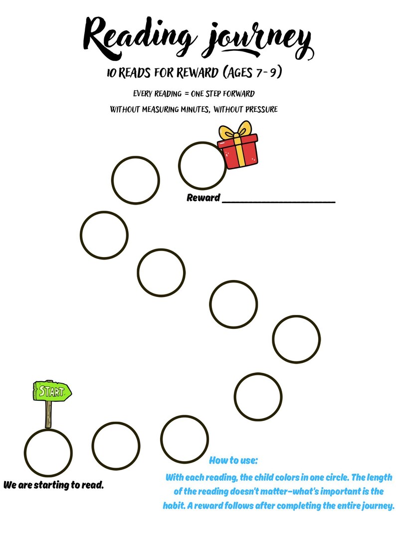 Reading Challange for Kids Ages 7-9 |10 Reading Steps to a Reward ...