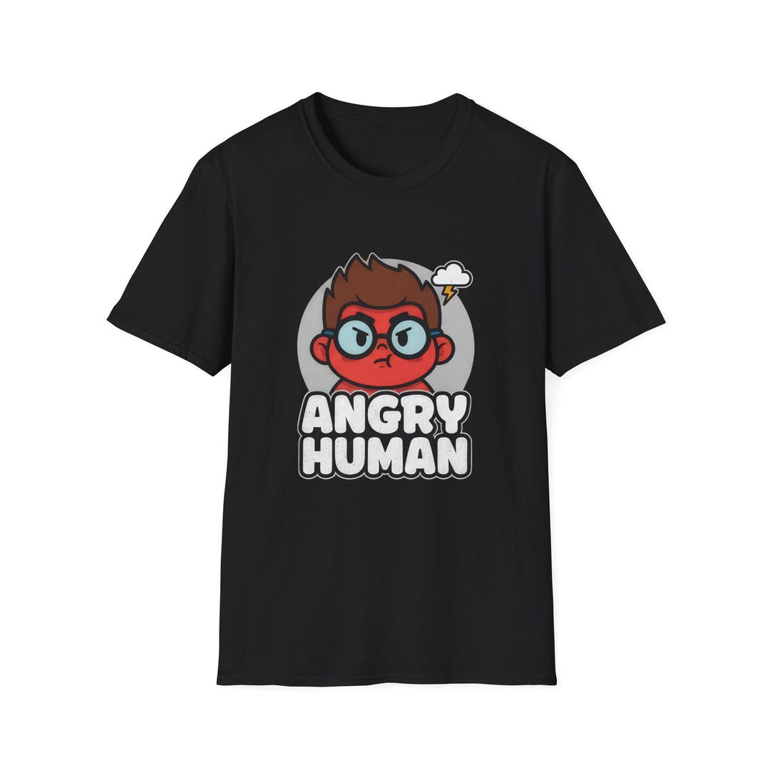 Angry Human Face Graphic T-shirt | Red Cartoon Character, Funny Slogan ...